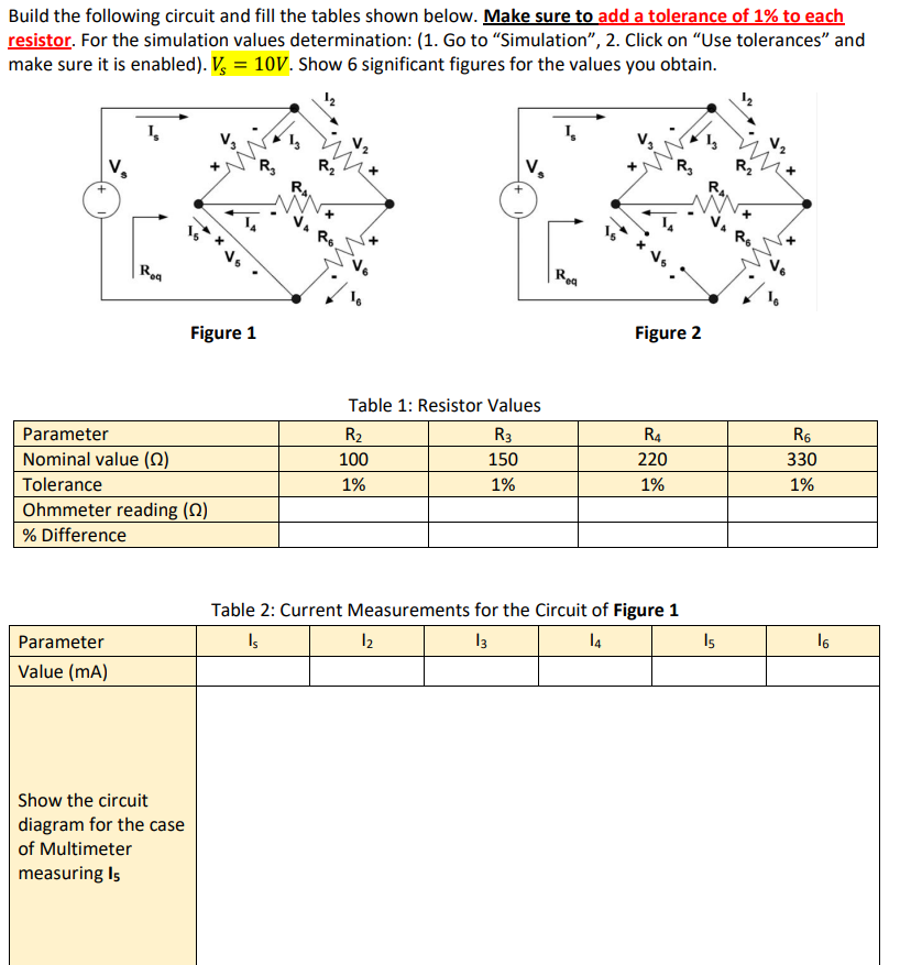 Solved Build the following circuit and fill the tables shown | Chegg.com