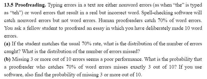 Solved 13.5 Proofreading. Typing errors in a text are either | Chegg.com