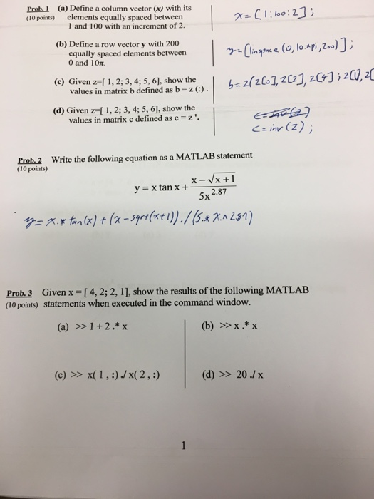 Solved Prob.1 (a) Define a column vector (x) with its (10 | Chegg.com
