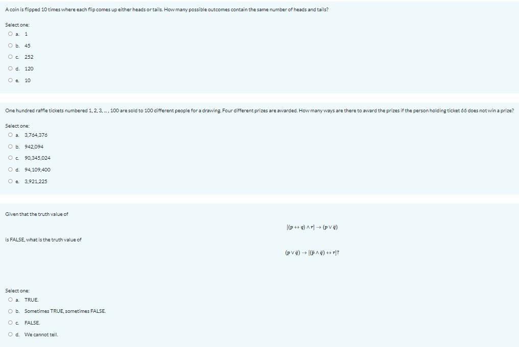Solved A coin is flipped 10 times where each flip comes up | Chegg.com