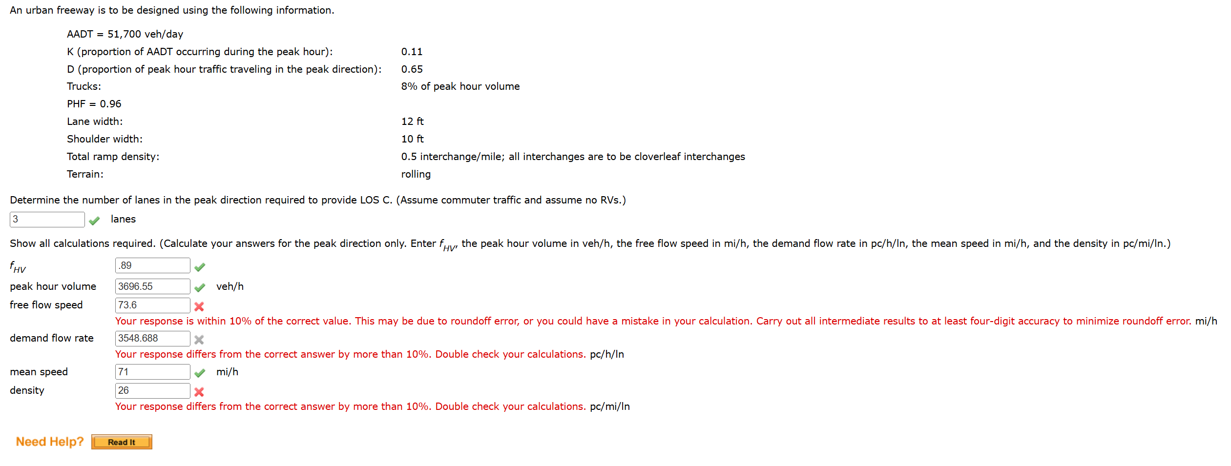 Solved Please I need the Free flow speed, Demand Flow Rate, | Chegg.com