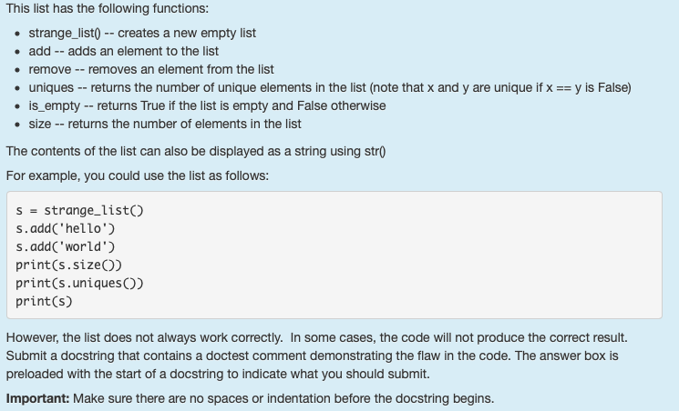 Solved Submit A Docstring That Contains A Doctest