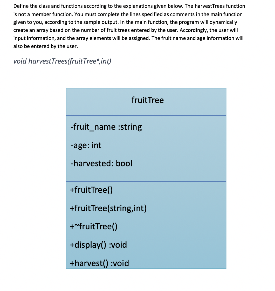 Solved Define the class and functions according to the | Chegg.com