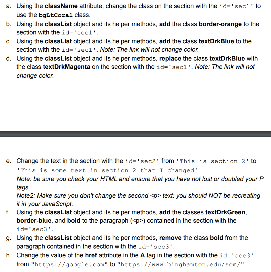 Solved a. Using the className attribute, change the class on | Chegg.com