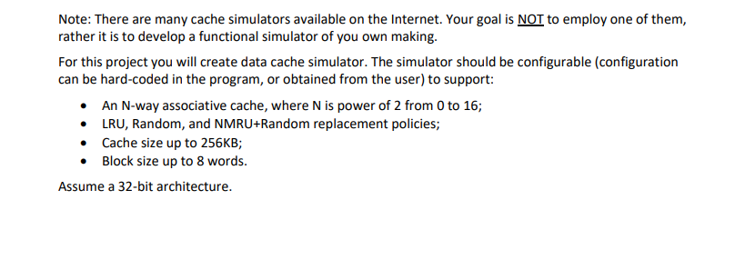 Solved Note: There are many cache simulators available on | Chegg.com