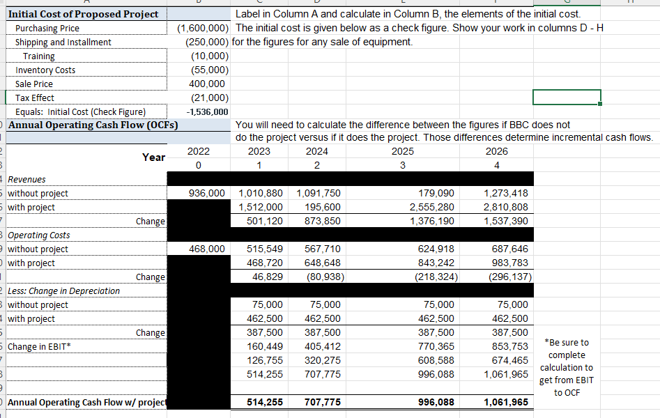 4 Initial Cost of Proposed Project Label in Column A | Chegg.com