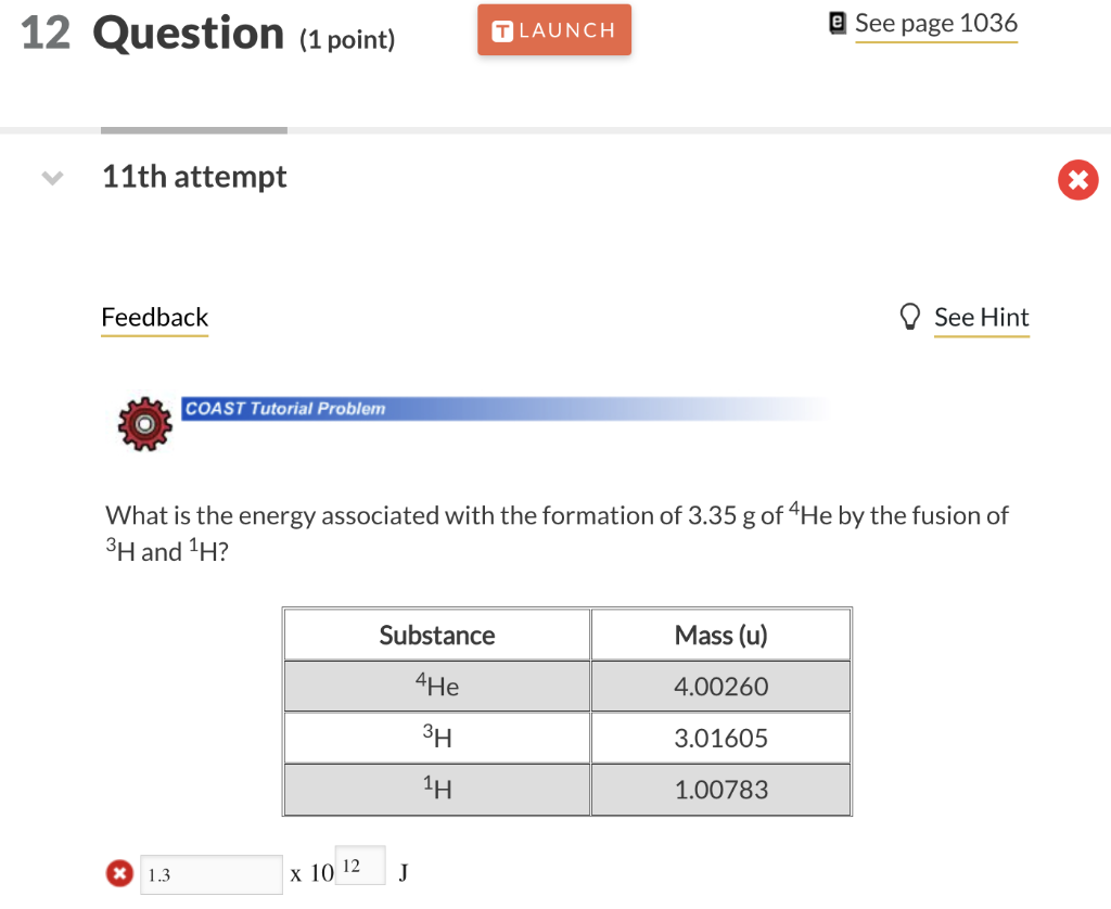 Solved Feedback See Hint COAST Tutorial Problem What is the | Chegg.com