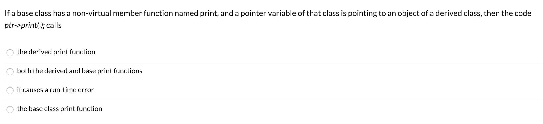 Solved If a base class has a non-virtual member function | Chegg.com
