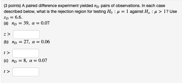 Solved (3 points) A paired difference experiment yielded nd | Chegg.com
