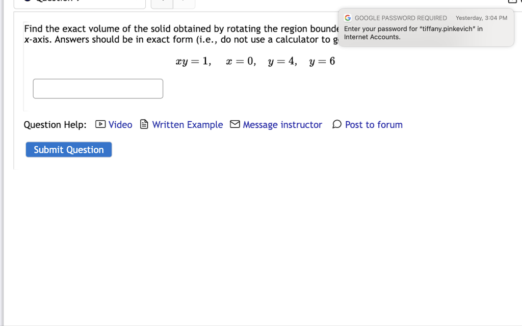 Solved Find the exact volume of the solid obtained by | Chegg.com