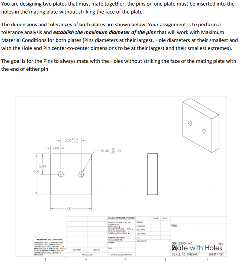 You are designing two plates that must mate together; | Chegg.com