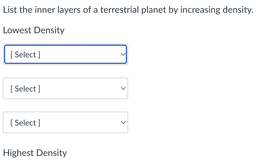 Solved List the inner layers of a terrestrial planet by | Chegg.com
