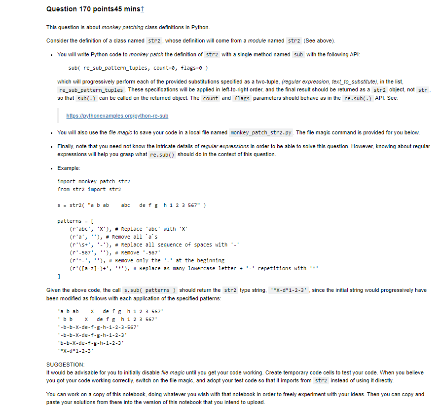 Solved PYTHON QUESTION This question is about monkey | Chegg.com