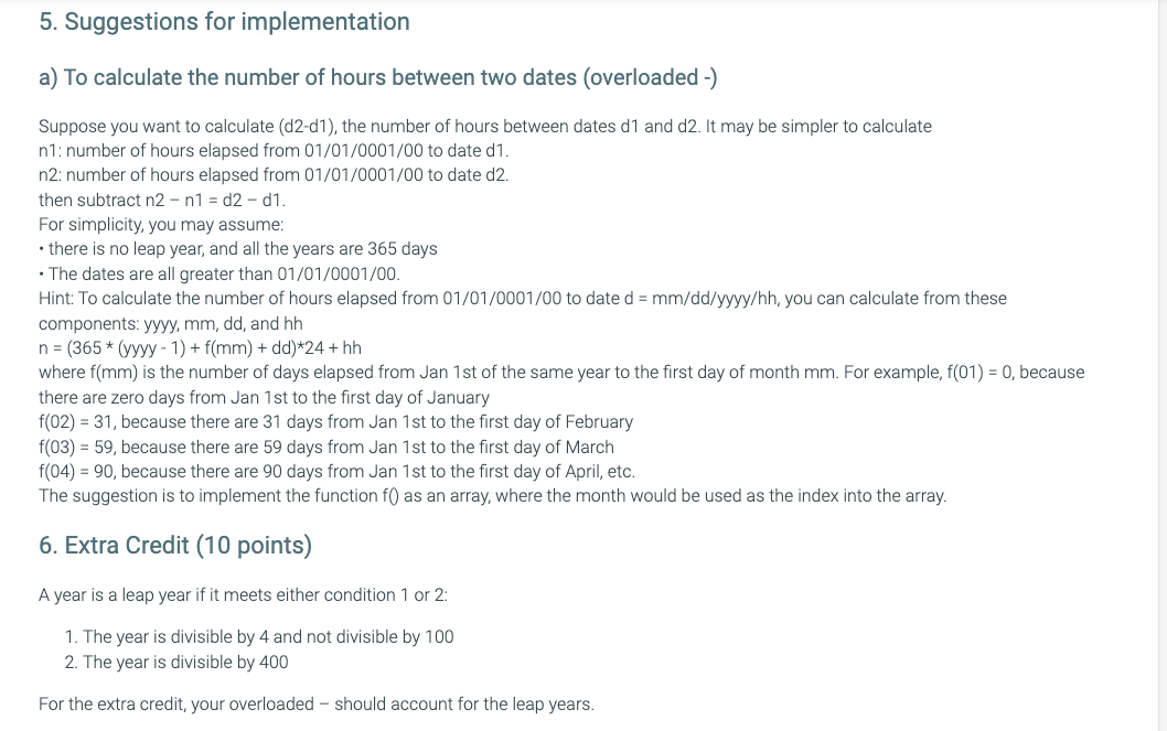 Solved 2. Driver for the Date class (in main function) For | Chegg.com