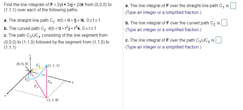 Solved Find the line integrals of F= 2yi + 3xj + 2zk from | Chegg.com