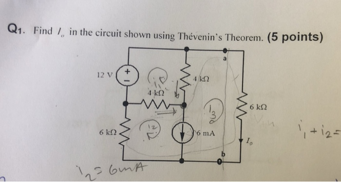 Solved Q1. Find /, in the circuit shown using Thévenin's | Chegg.com