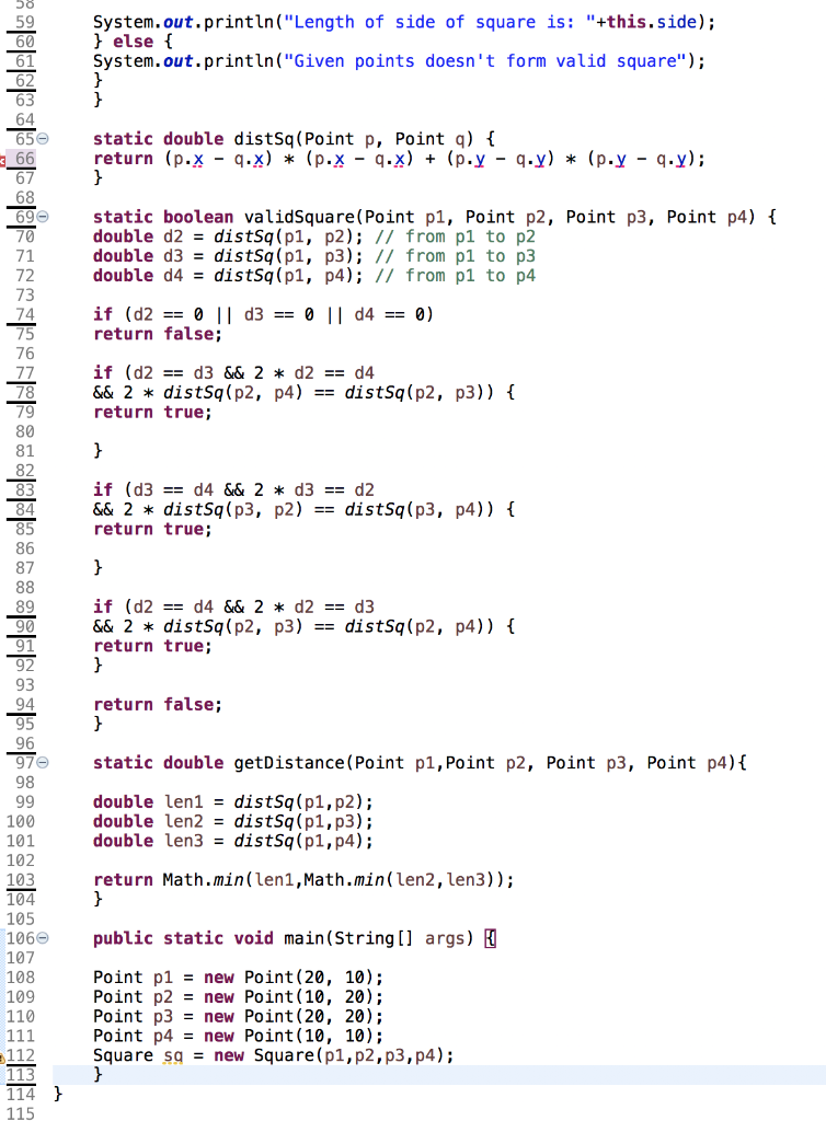 Solved 5. Modify the Square class to extend from | Chegg.com