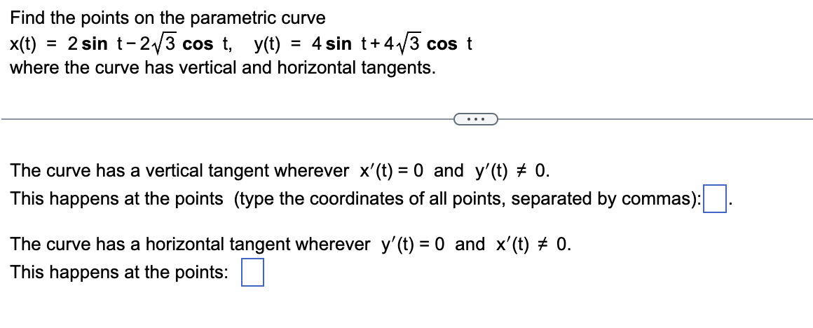 Solved Find the points on the parametric curve | Chegg.com