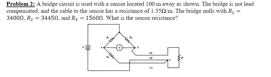 Solved Problem 2: A bridge circuit is used with a sensor | Chegg.com