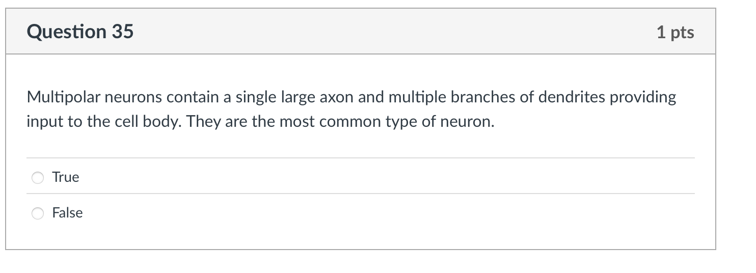 Solved Question 35Multipolar neurons contain a single large | Chegg.com