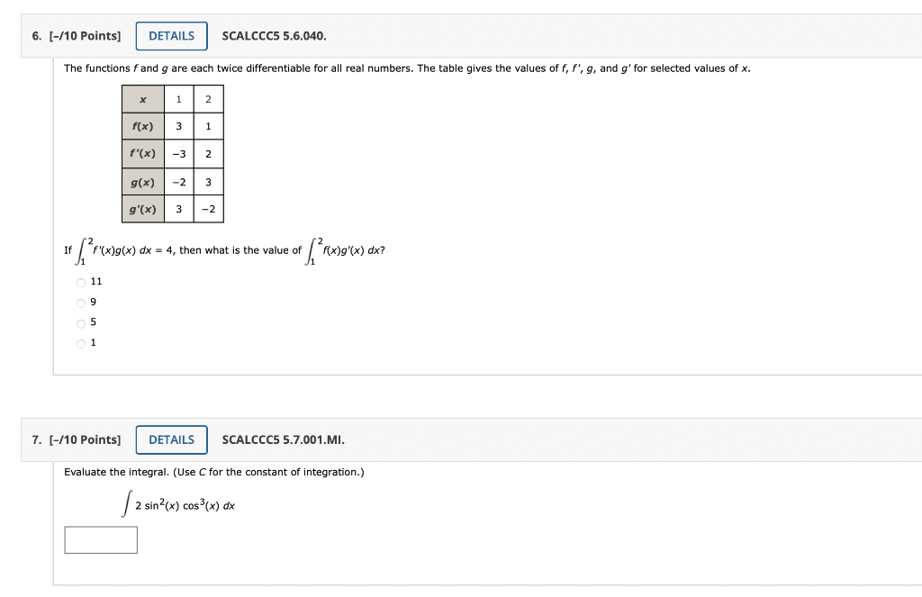 Solved If ∫12f′(x)g(x)dx=4, then what is the value of | Chegg.com