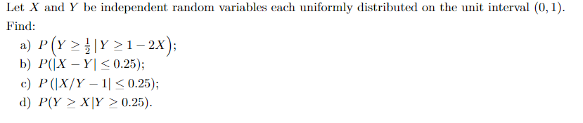 Solved Let X and Y be independent random variables each | Chegg.com