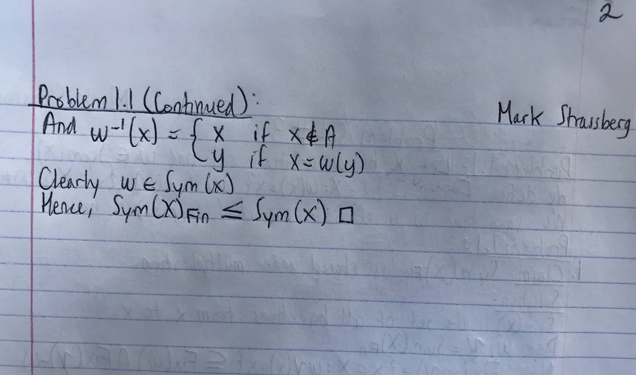 Solved Definition 1.1. Let X be an arbitrary set and we | Chegg.com