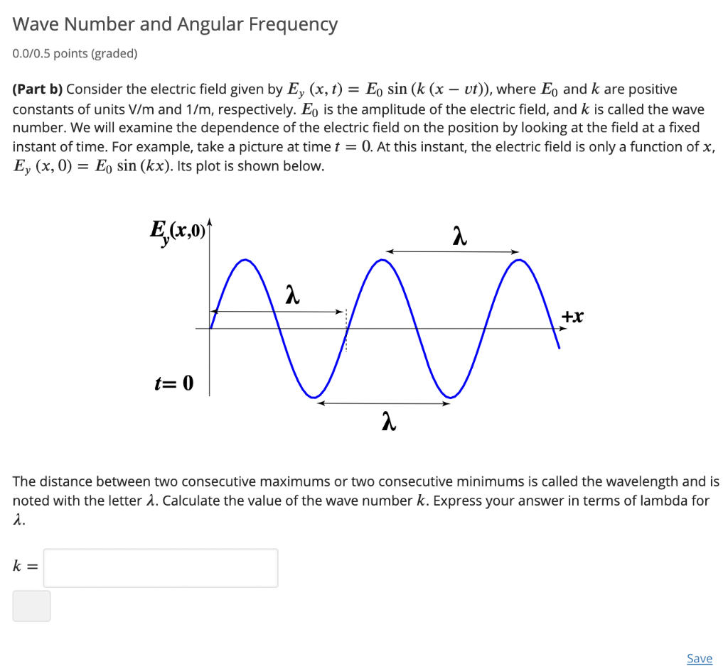 Solved Wave Number and Angular Frequency 0.0/0.5 points | Chegg.com