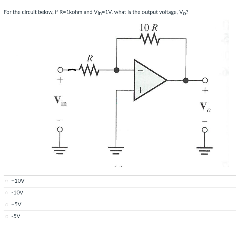 Solved For the circuit below, if R=1kohm and Vin=1V, what is | Chegg.com