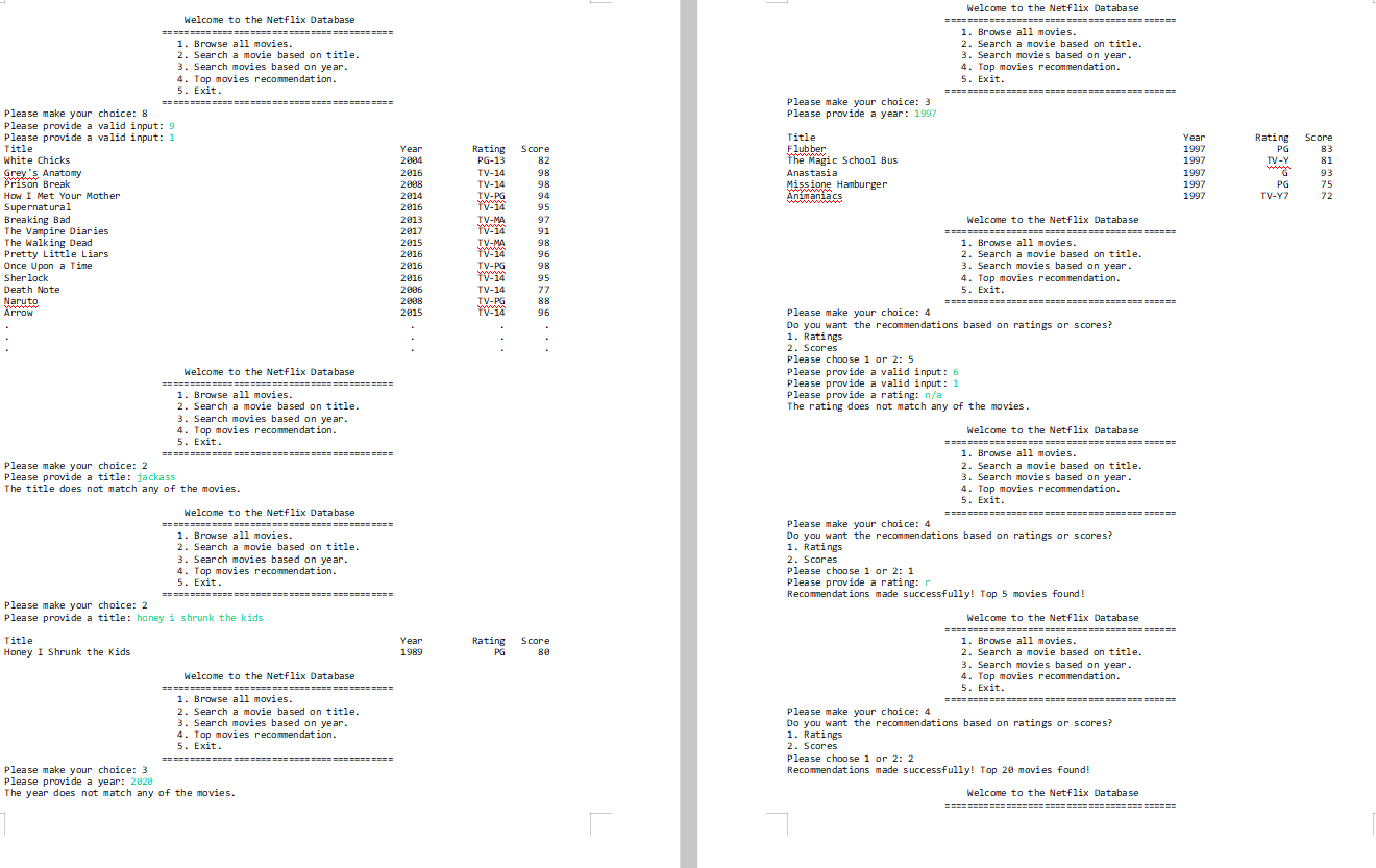 Solved Programmed in JAVA - Netflix Database - All | Chegg.com