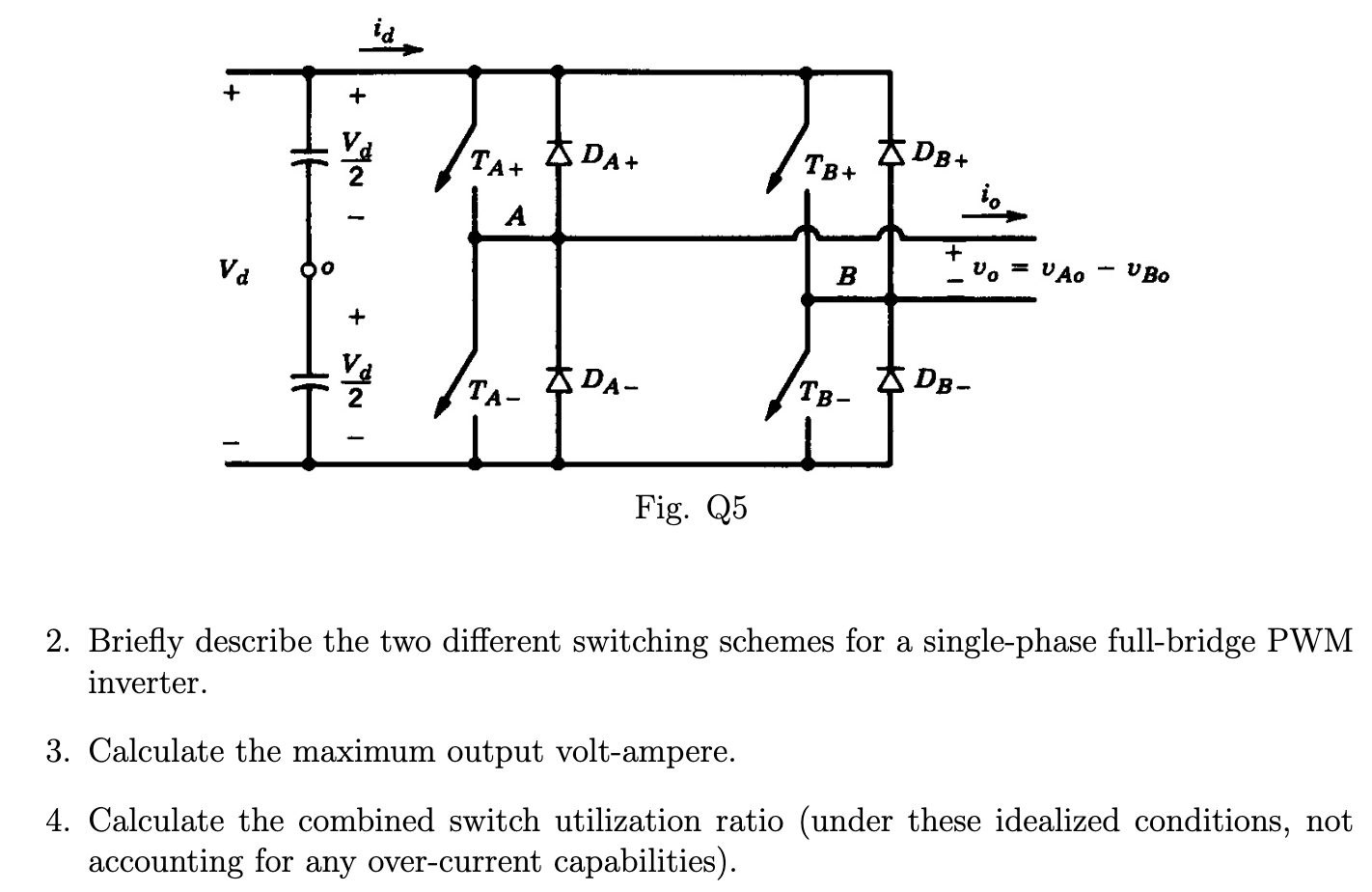 Solved In a single-phase full-bridge PWM | Chegg.com