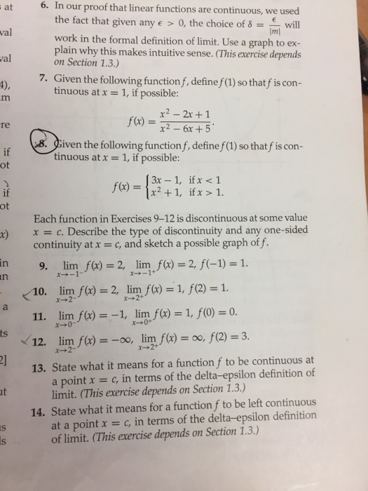 Solved 6. In our proof that linear functions are continuous, | Chegg.com
