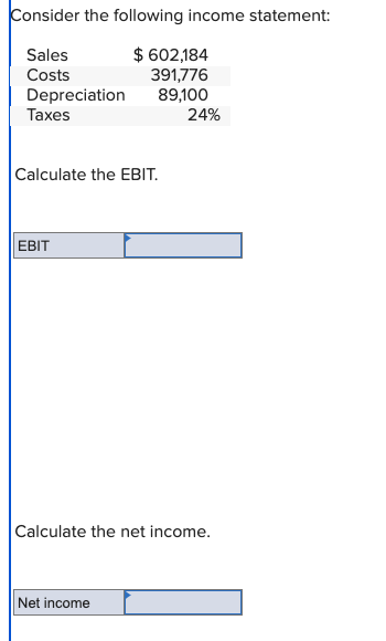 Solved Consider the following income statement: Calculate | Chegg.com