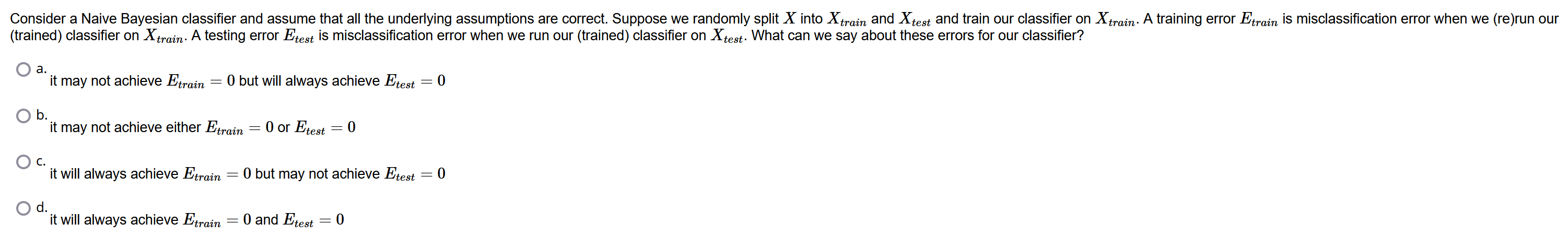 Solved Consider a Naive Bayesian classifier and assume that | Chegg.com