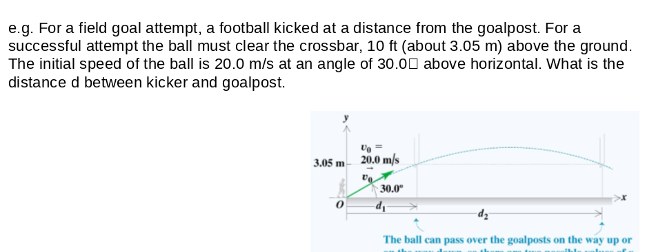 Solved e.g. For a field goal attempt, a football kicked at a | Chegg.com