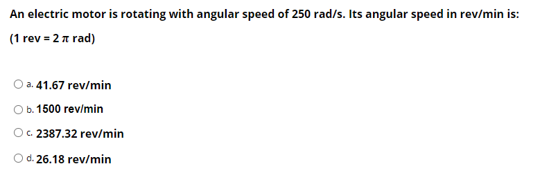 Solved An electric motor is rotating with angular speed of | Chegg.com