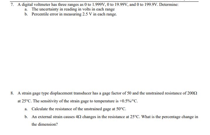 Solved 7. A digital voltmeter has three ranges as 0 to | Chegg.com