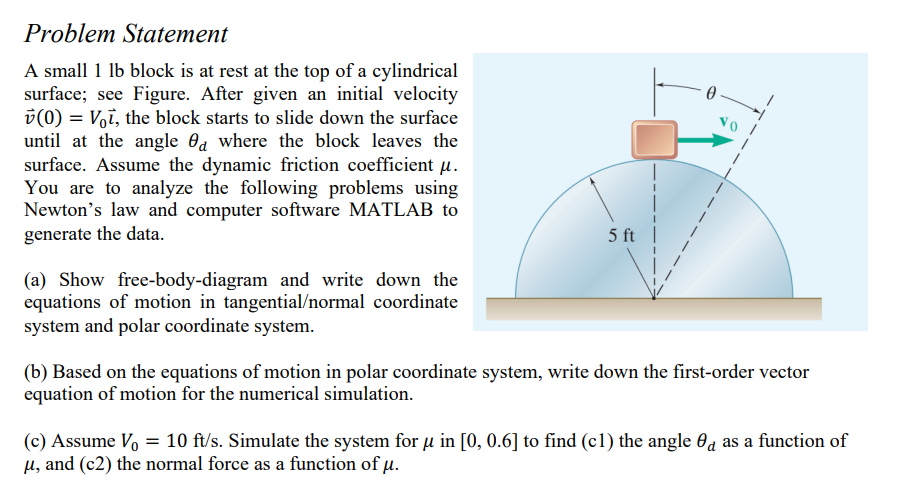 Solved Problem Statement A small 1lb block is at rest at the | Chegg.com