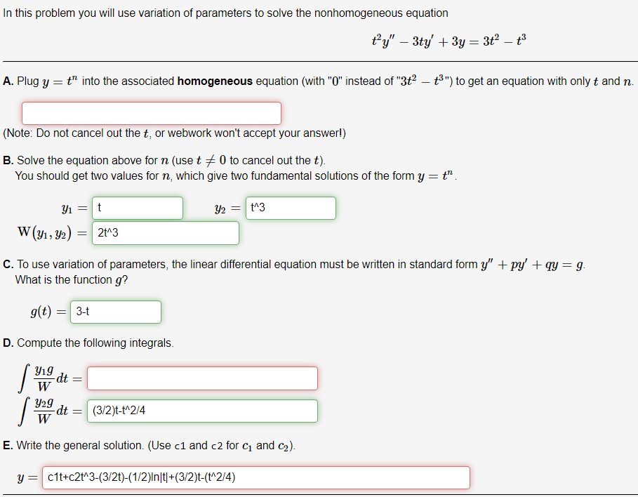 Solved In this problem you will use variation of parameters | Chegg.com