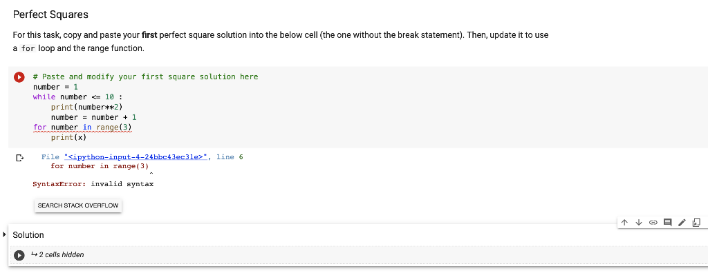 Solved Perfect Squares For this task, copy and paste your | Chegg.com