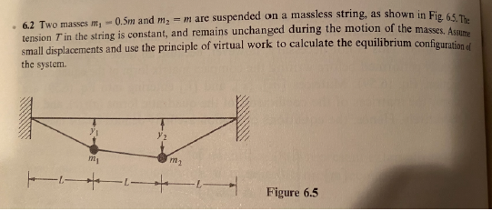 Solved Prob. 6.2, Two masses m1=0.5m and m2=m are suspended | Chegg.com