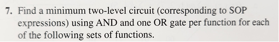 Solved 7. Find a minimum two-level circuit (corresponding to | Chegg.com