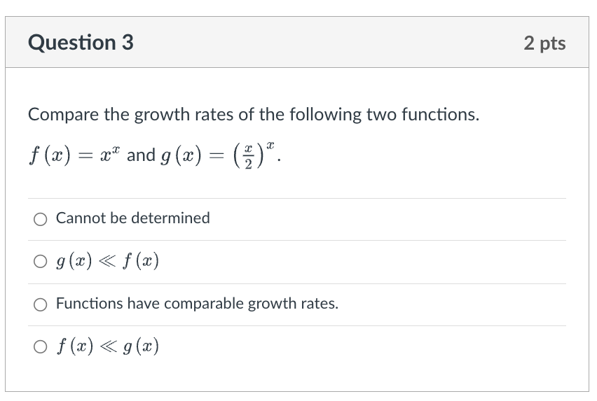 Solved Compare the growth rates of the following two | Chegg.com
