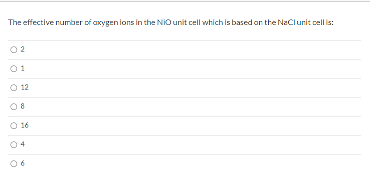 Solved The effective number of oxygen ions in the NiO unit | Chegg.com
