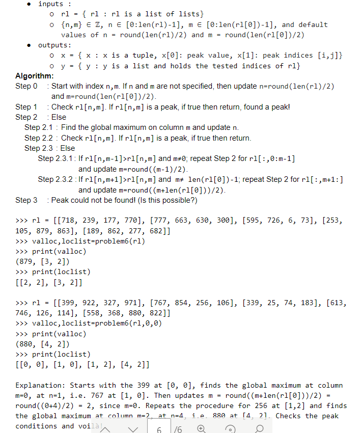 Problem 6 - Divide and conquer based 2D peak finder | Chegg.com