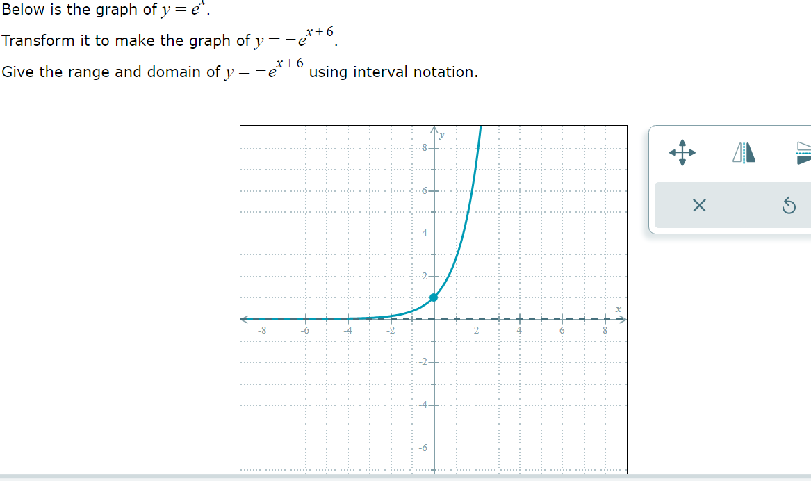 Solved Below is the graph of y=ex. Transform it to make the | Chegg.com