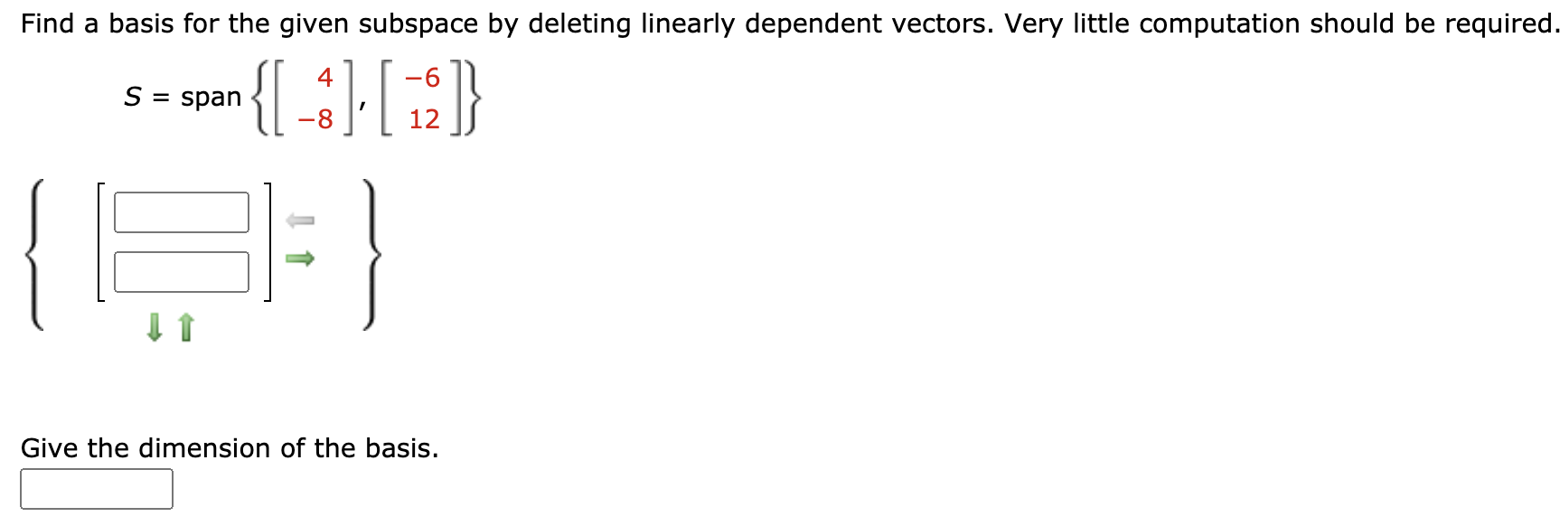 Solved Find a basis for the given subspace by deleting | Chegg.com