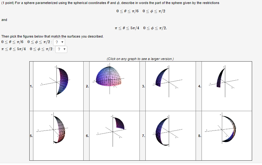Solved (1 point) For a sphere parameterized using the | Chegg.com