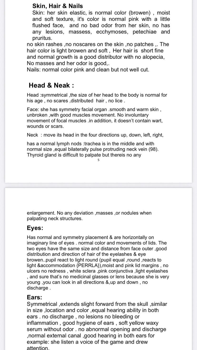 Solved I want the physical assessment (from head to toe) for | Chegg.com