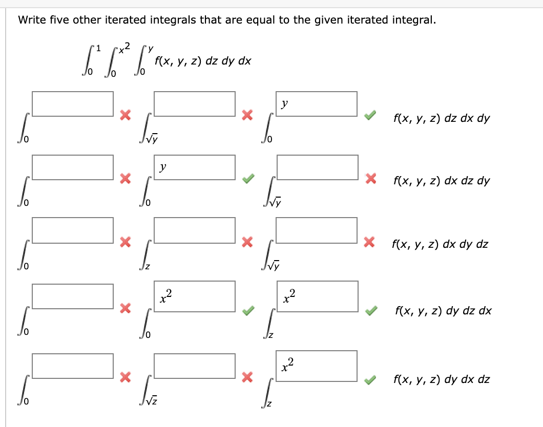 Solved Write five other iterated integrals that are equal to | Chegg.com